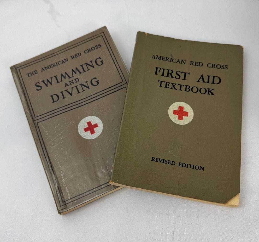 Swimming and Diving and First Aid Textbook - Pair of Red Cross Books ...