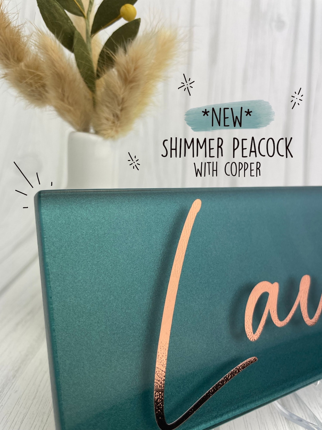 Custom Glass Name Plate: Metallic Office Decor - Etsy
