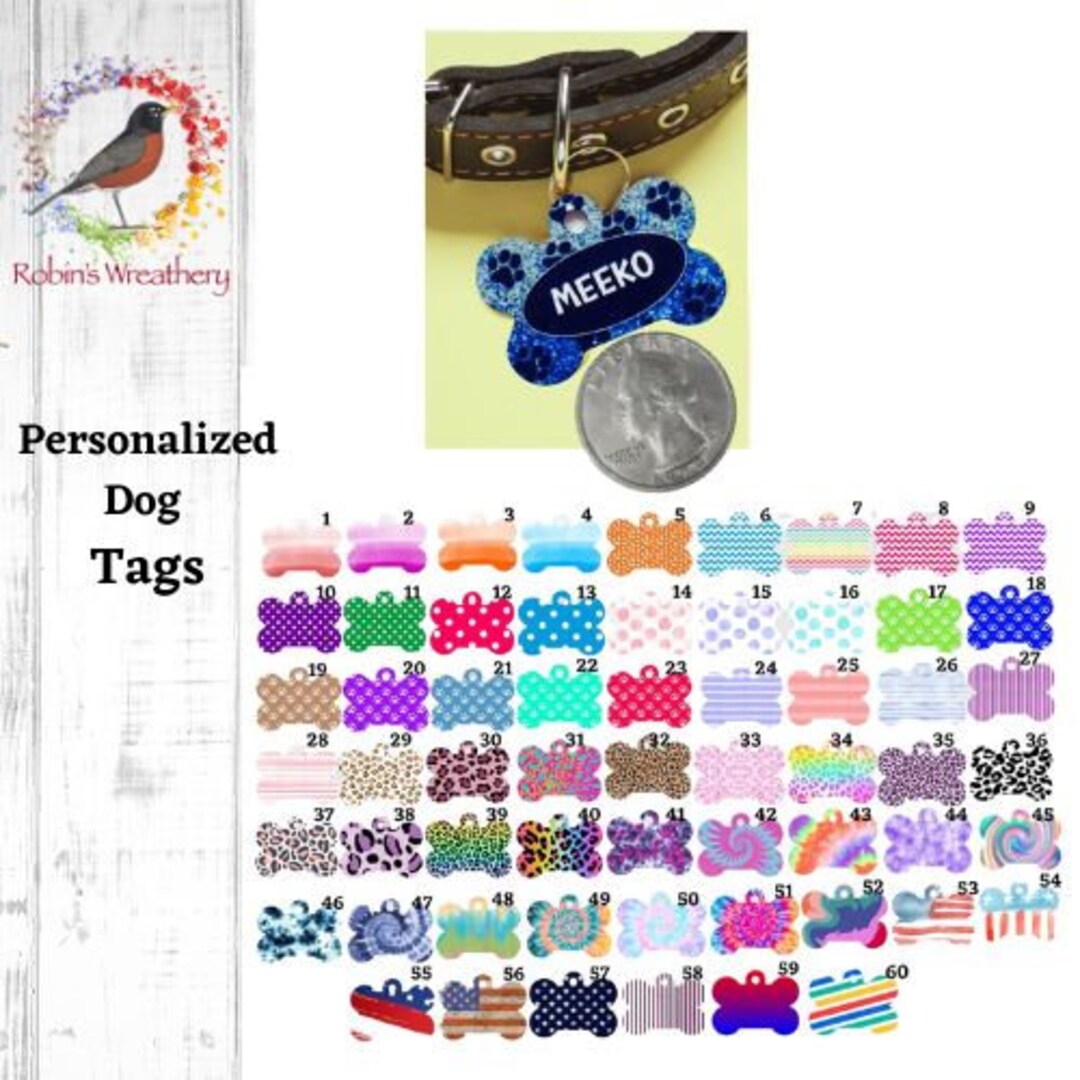 Personalized Pet ID Tag, Double Sided Pet ID Tag, Puppy ID Tag, Dog ...