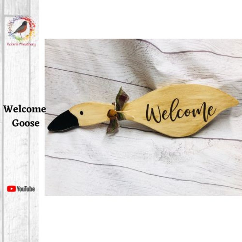 Wooden Welcome Goose, Wall Decor, Wreath Attachment, Farmhouse Decor ...