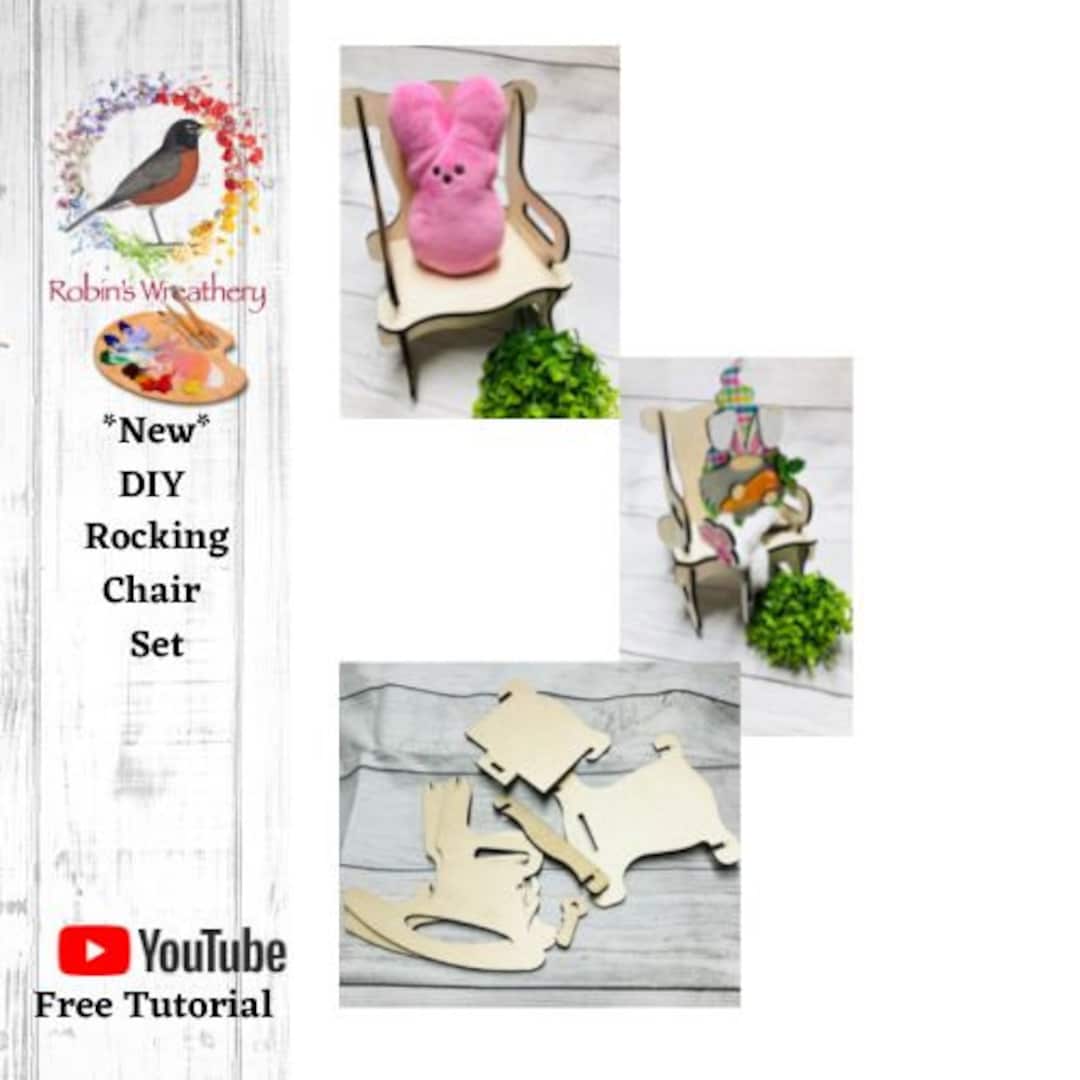 DIY Mini Rocking Chair , Unfinished Wooden Miniature Rocker, DIY Craft ...