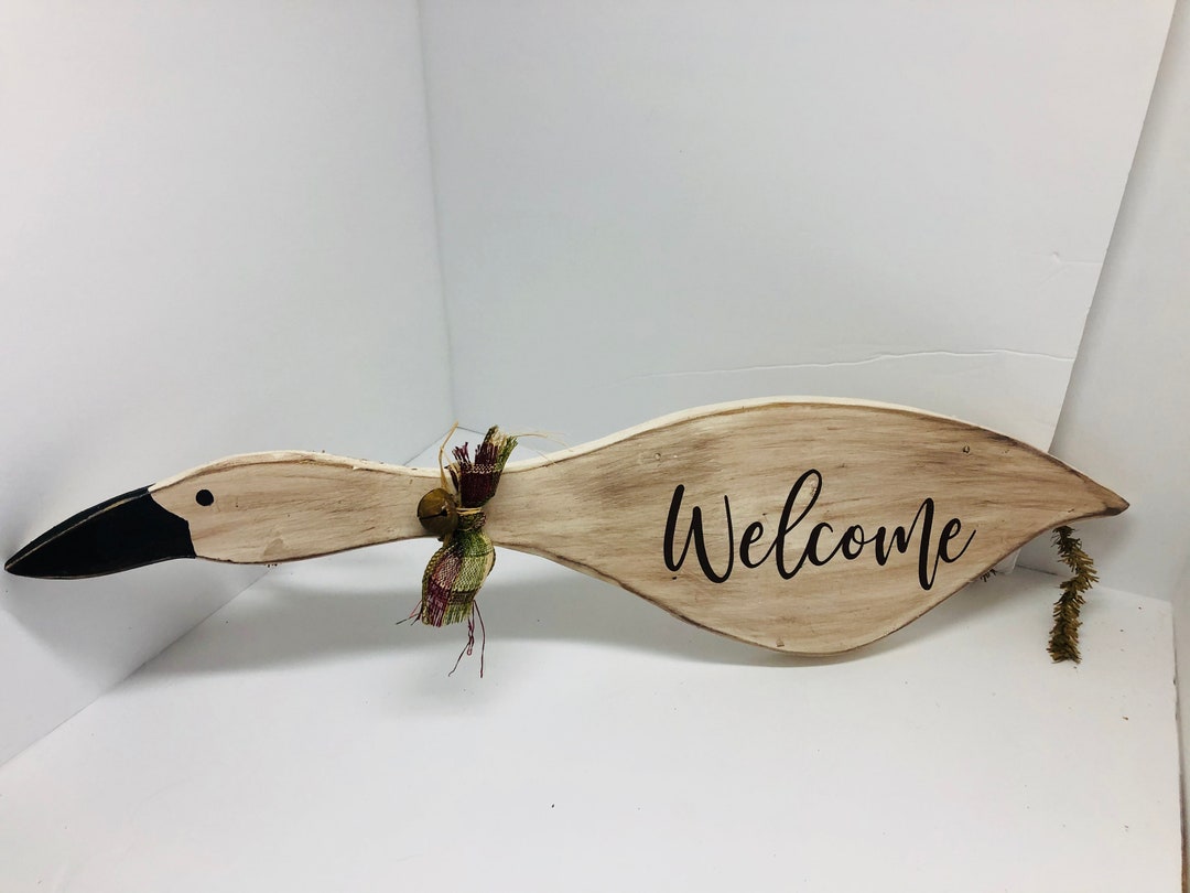 Wooden Welcome Goose Wall Decor Wreath Attachment Farmhouse - Etsy