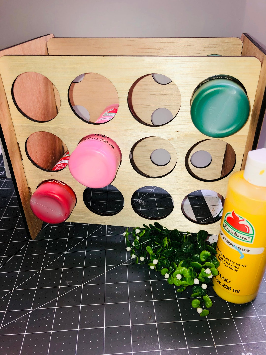 Craft Paint Storage Rack Caddy Organizer, 8 Oz Acrylic Holder, 12 Paint ...