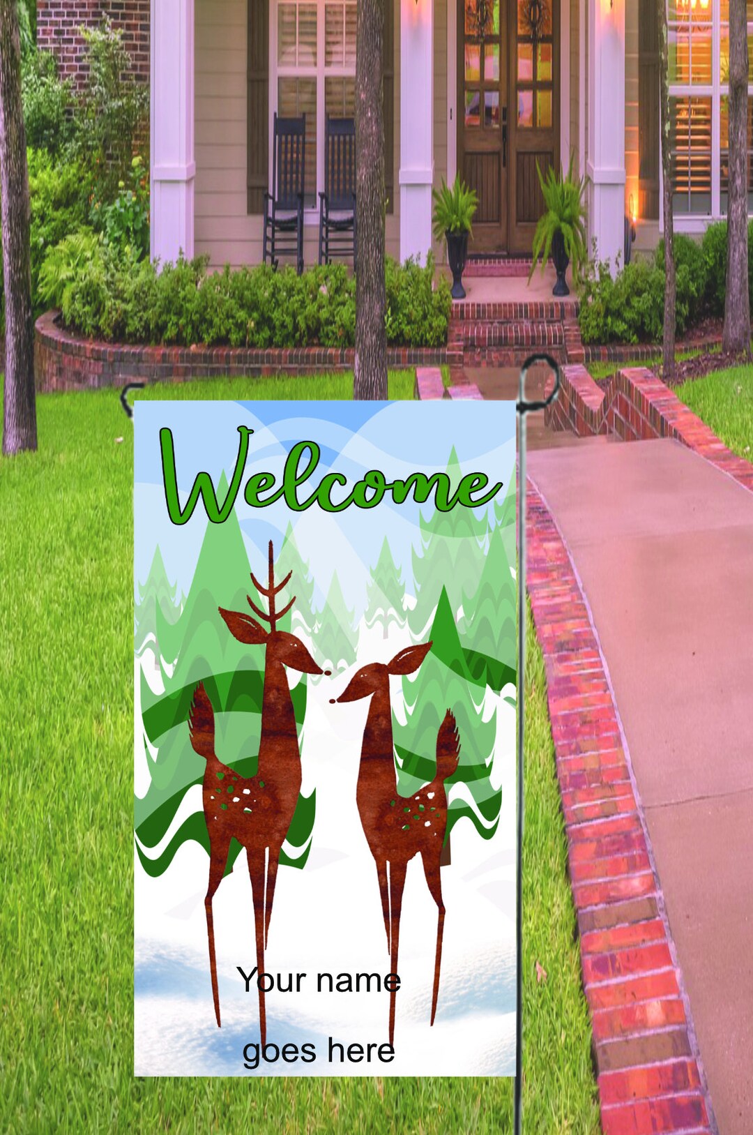 Personalized Deer Couple Flag, Yard Art, Deer Garden Flag, Robins ...