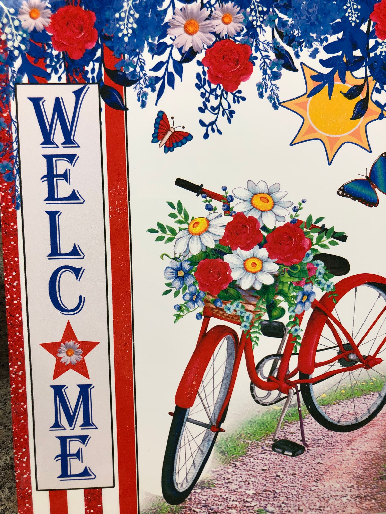 Welcome Red Bicycle Wreath Sign Spring / Summer Wall Decor - Etsy
