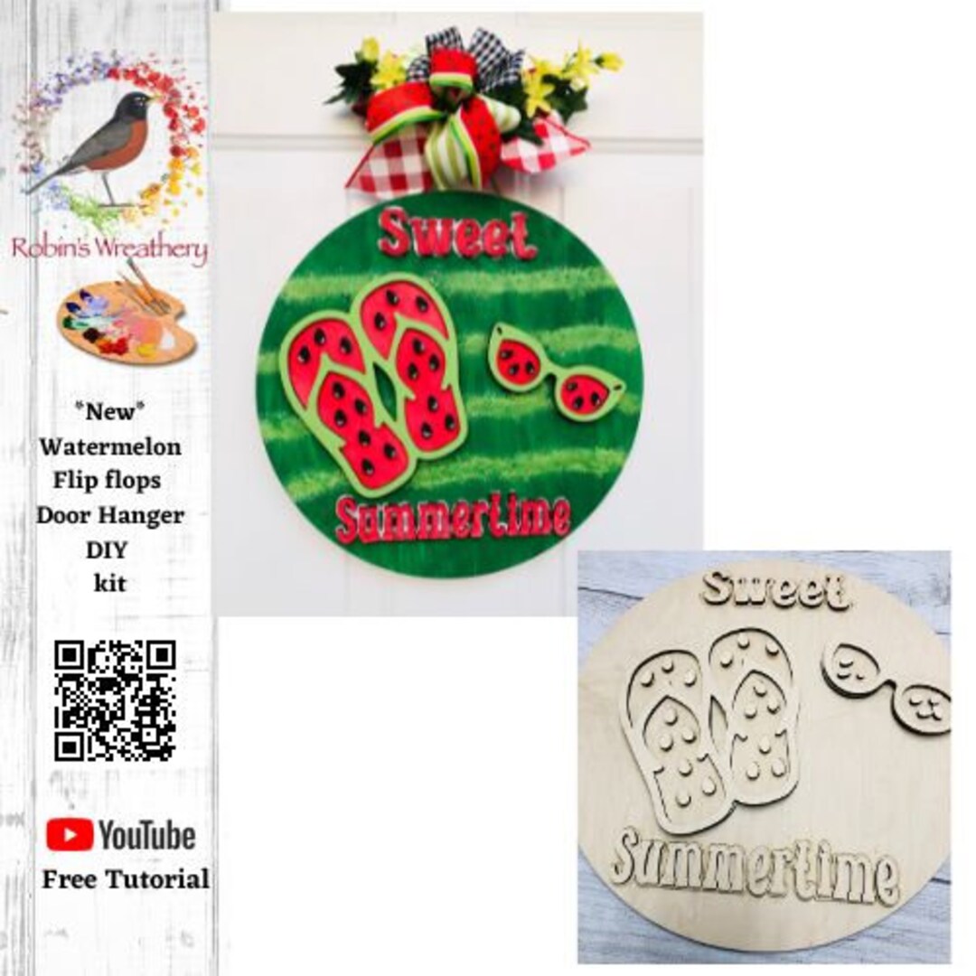 Watermelon Flip Flop Sweet Summertime Door Hanger Kit, Paint Party Kit ...