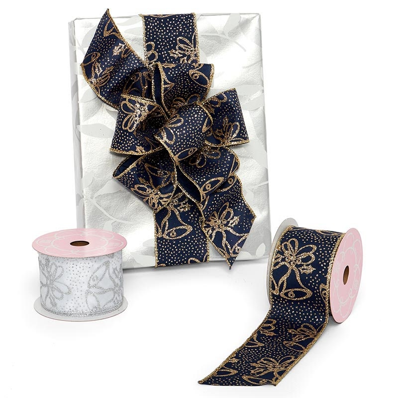 Wedding Bell Ribbon, NAVY /gold or White/ Silver Ribbon,christmas Bells ...
