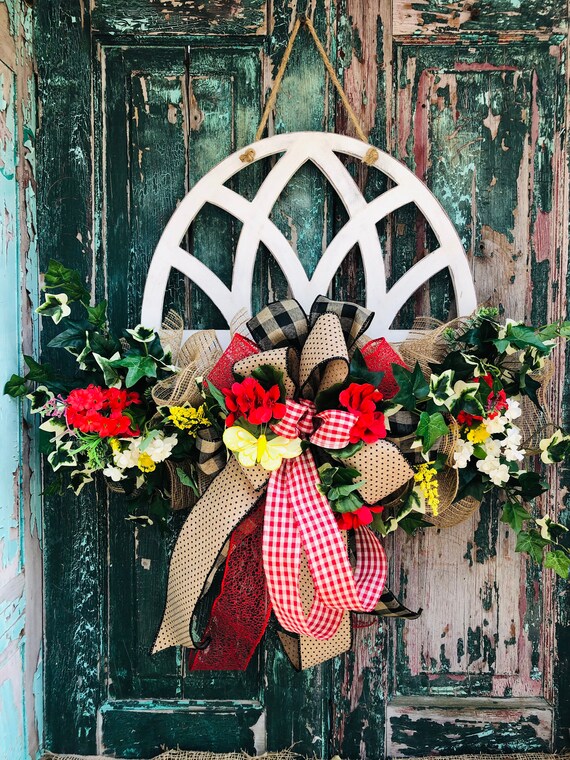 Farmhouse Window Wall Decor/mesh Rail Unfinished Wood Arch | Etsy