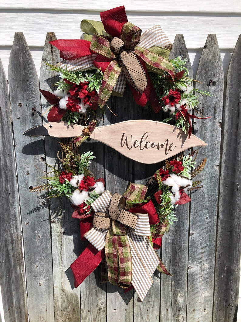 Wooden Welcome Goose Wall Decor Wreath Attachment Farmhouse - Etsy