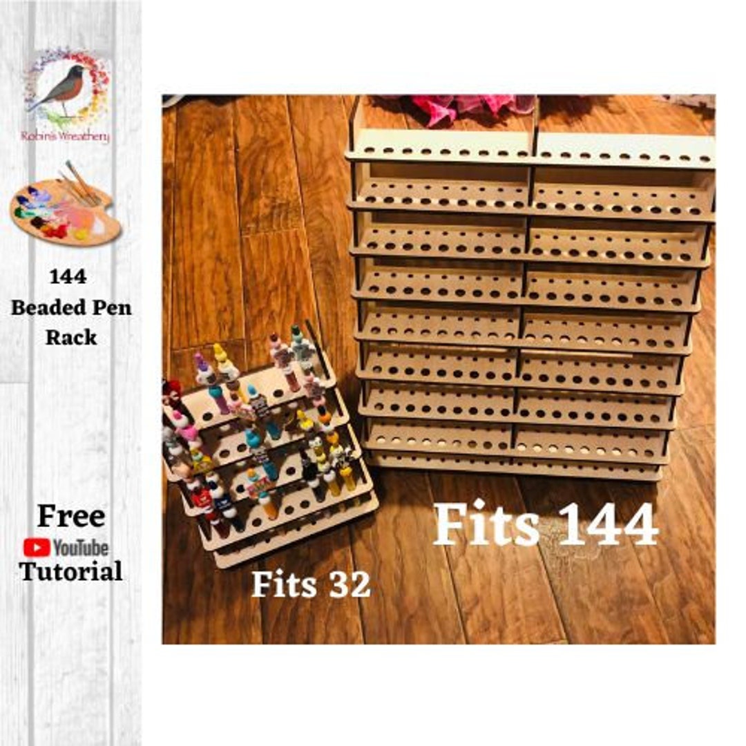 Personalized Beaded Pen Storage Rack,144 Hole Organizer for Glaze or ...