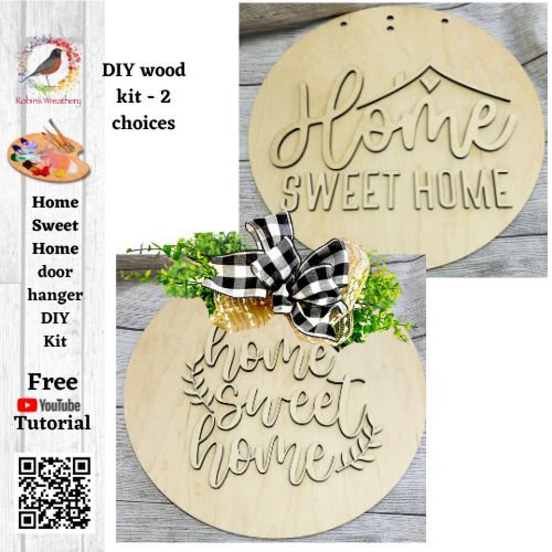 Home Sweet Home Door Hanger Kit, Wood Home Sweet Home DIY Door Hanger ...