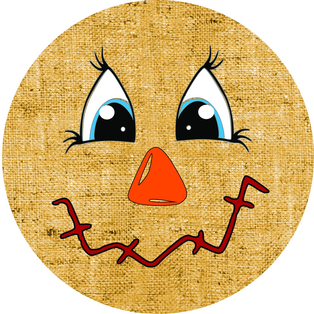 Burlap Face Blue Eyed Scarecrow Face Round Metal Wreath Sign - Etsy