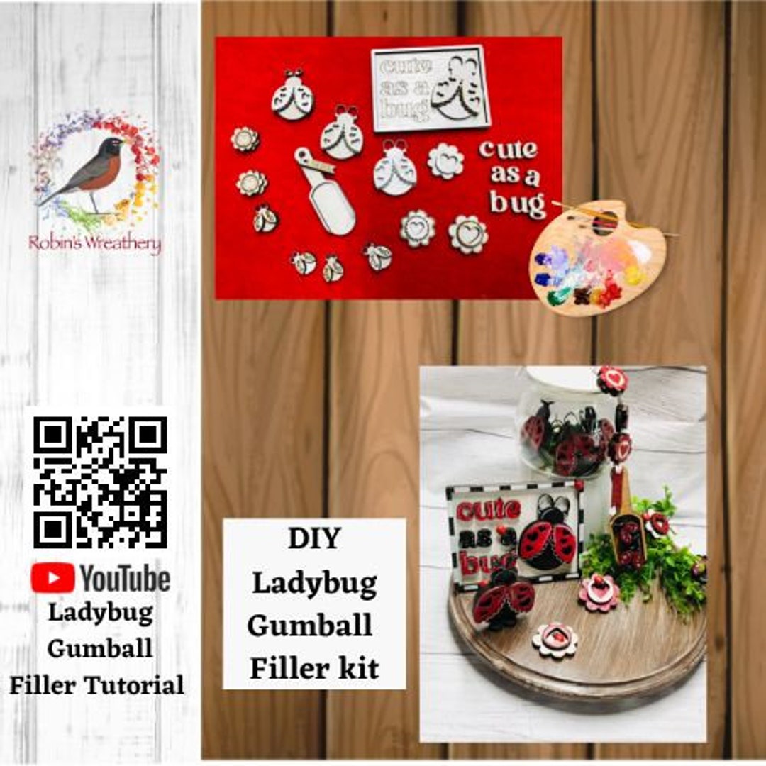 Ladybug Gumball Filler DIY Set, Ladybug Tier Tray Set, DIY Gumball ...
