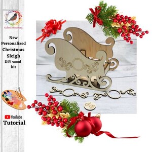 Personalized Wooden Sleigh Kit, Paint Party Kit, Winter Wreath ...