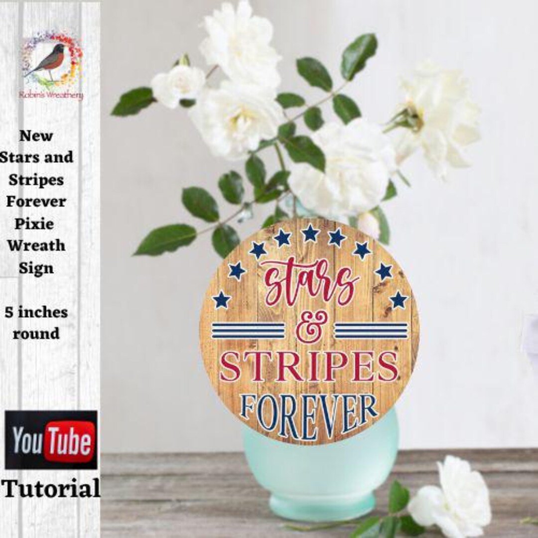 Stars and Stripes Sign for Tier Tray Decor, Pixie Wreath Attachment ...