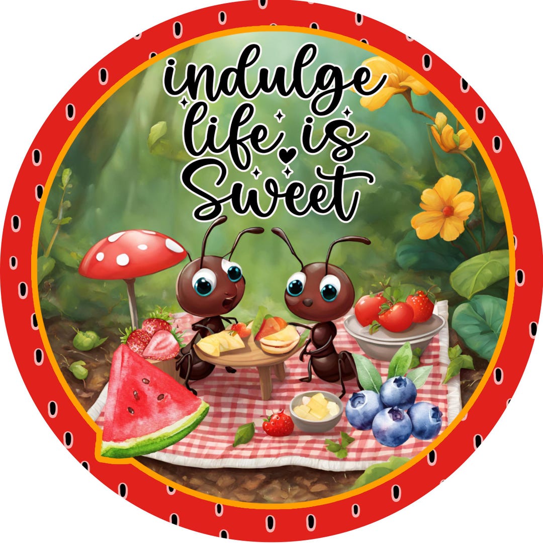 Let's Have a Picnic Wreath Sign, Watermelon, Ants, Picnic Basket ...