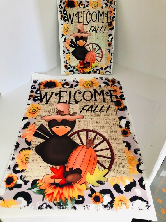Welcome Fall Crow Sign Wreath Attachment Fall Farmhouse | Etsy