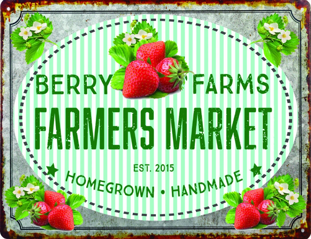 Farmers Market Berry Farms Sign, Strawberry Decor, Berry Patch Sign ...