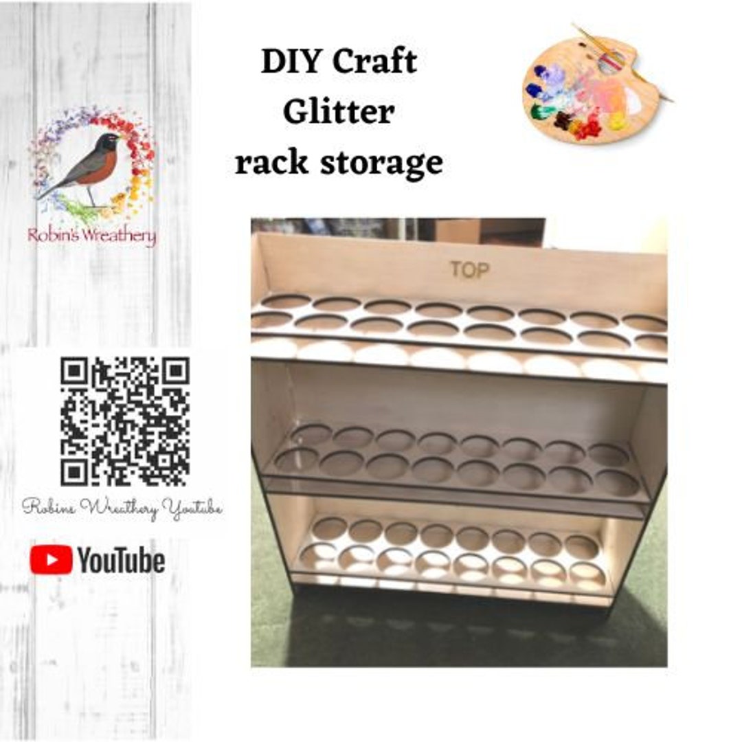 Craft Glitter Storage Rack Table or Wall Organizer, Holds 48 Jars ...