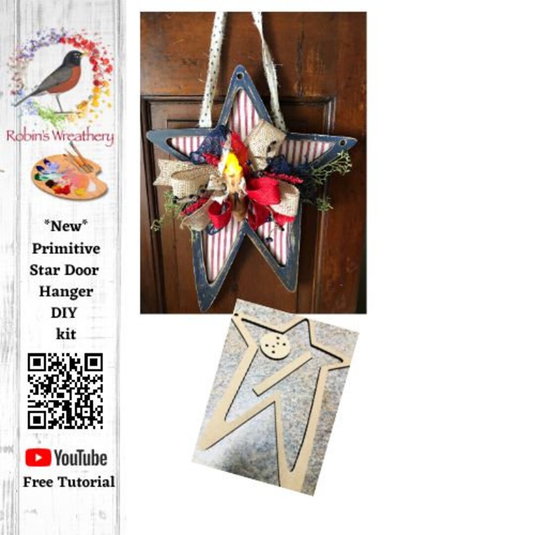 Wooden Primitive Star Door Hanger Kit, Wooden Primitive Star Door ...