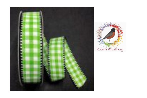 1.5 X 10yd Wired Chex Plaid W/ Black / White Edge Ribbon - Etsy