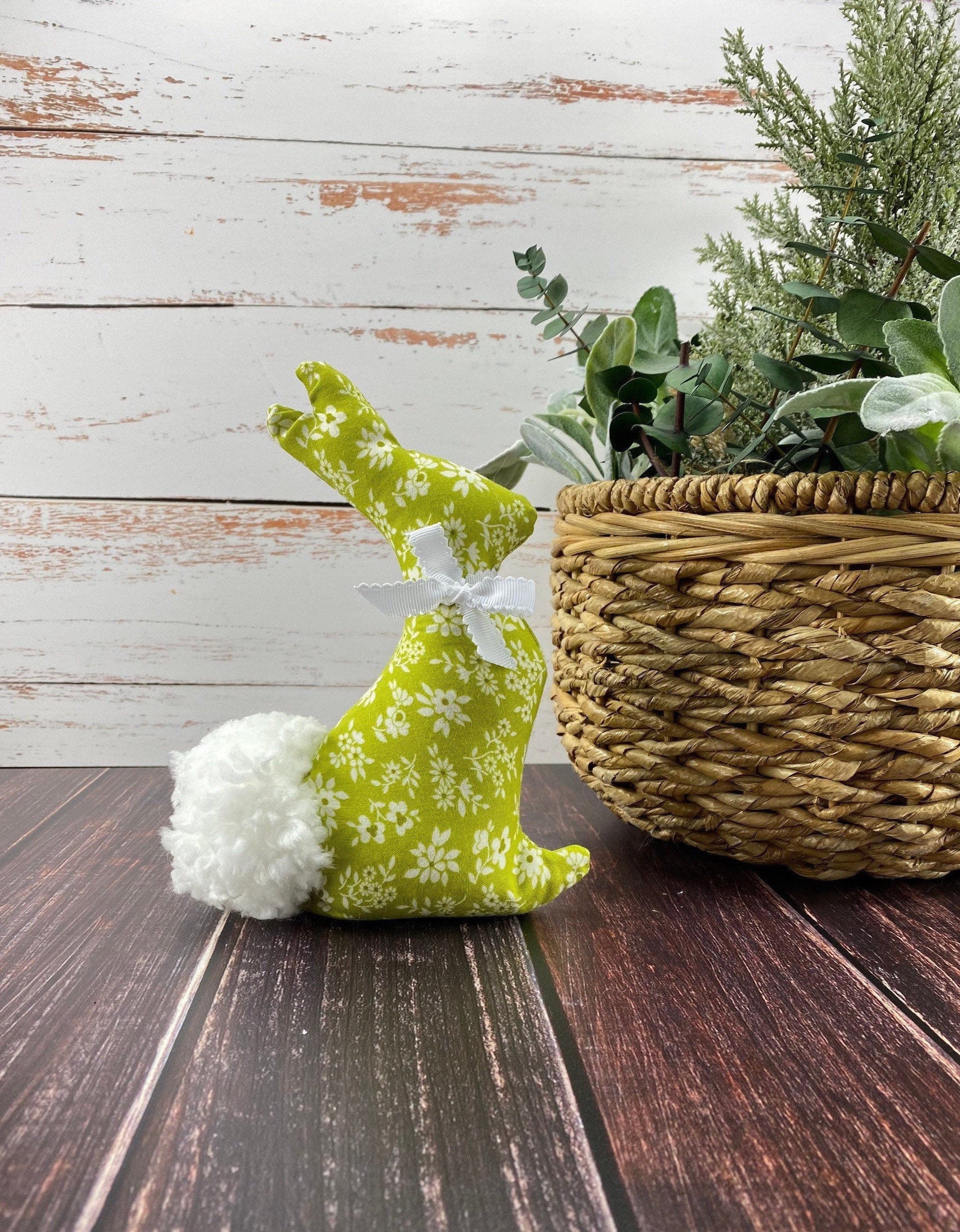 Fabric Stuffed Bunny / Green White Floral Rabbit / Tiered Tray | Etsy