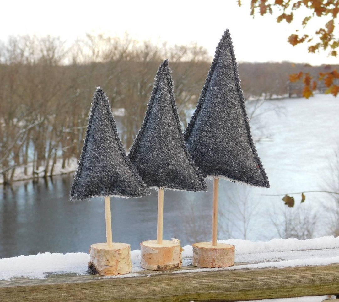 Black Flannel Rustic Trees, Rustic Buffalo Plaid Tree Collection - Etsy