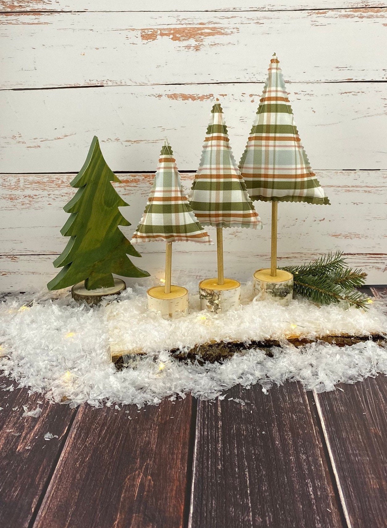 Fabric Trees Green Red Blue Plaid Rustic Trees Farmhouse | Etsy