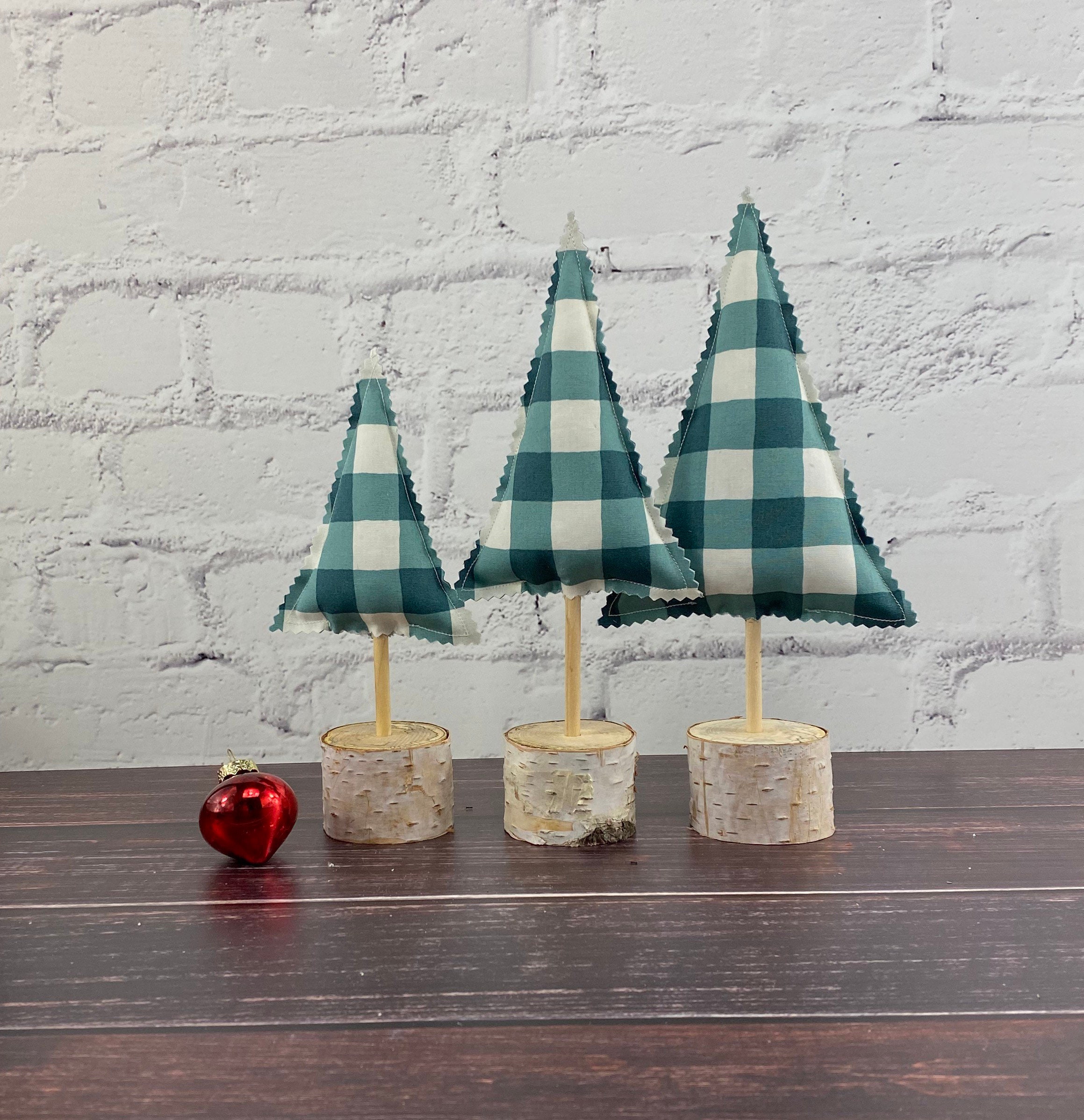 Green White Fabric Trees Rustic Buffalo Plaid Tree | Etsy