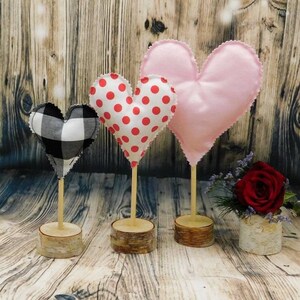 White and Pink Dot Hearts Rustic Heart Collection Farmhouse Valentine ...