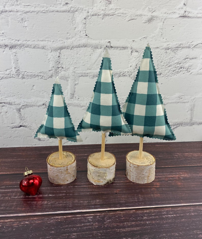 Green White Fabric Trees Rustic Buffalo Plaid Tree | Etsy