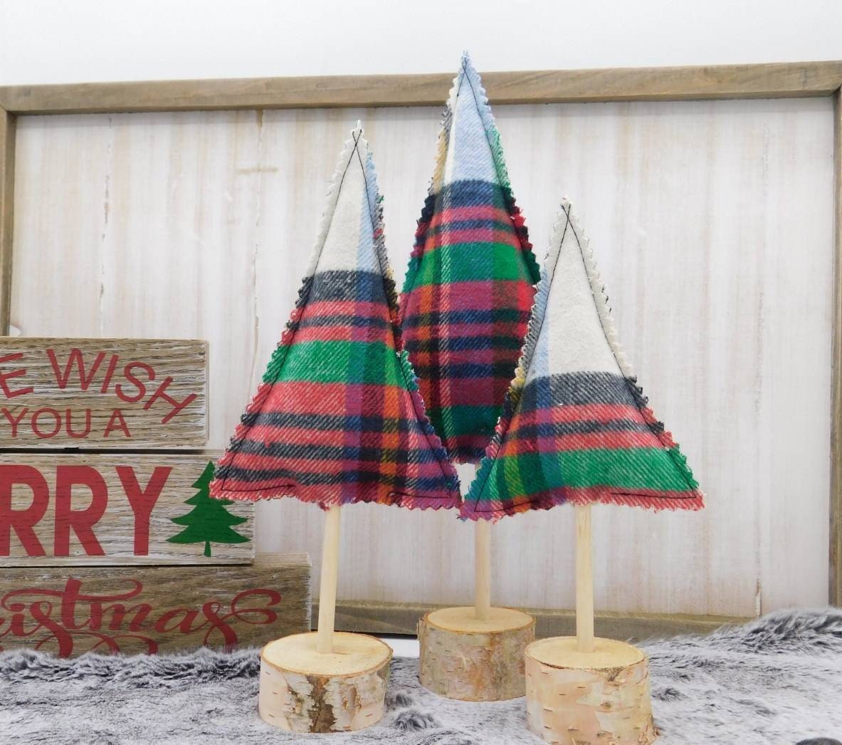 Christmas Plaid Flannel Rustic Trees Rustic Buffalo Plaid Tree | Etsy