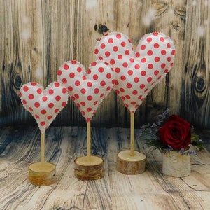 White and Pink Dot Hearts Rustic Heart Collection Farmhouse Valentine ...