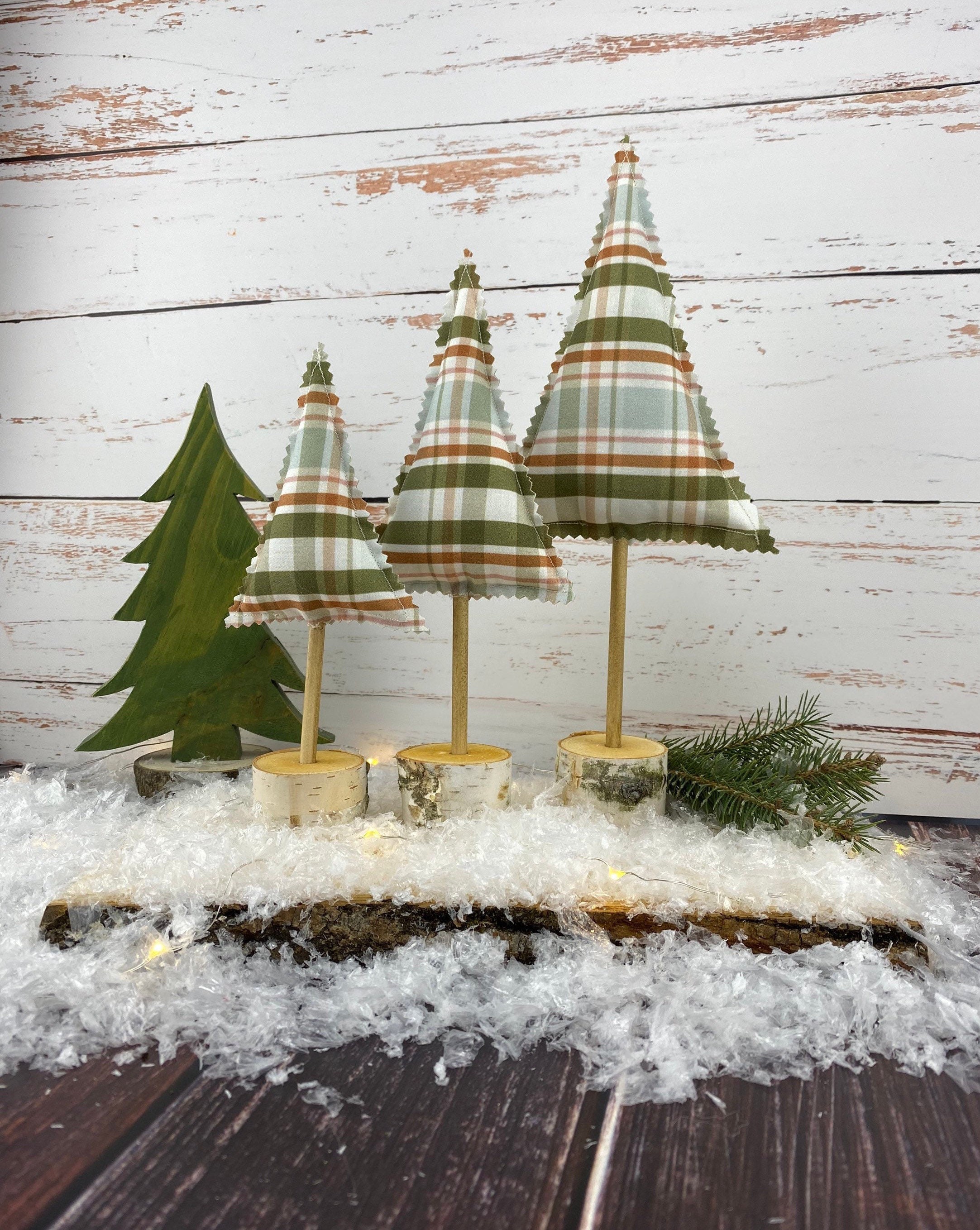Fabric Trees Green Red Blue Plaid Rustic Trees Farmhouse | Etsy