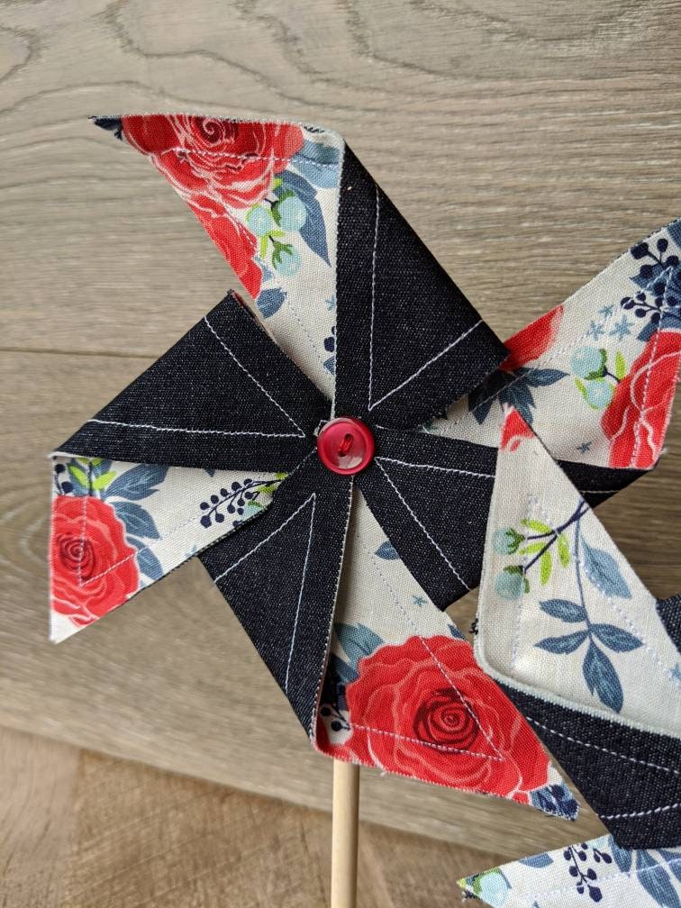 Fabric Pinwheel / Red White Blue Windmill / Tiered Tray Decor | Etsy