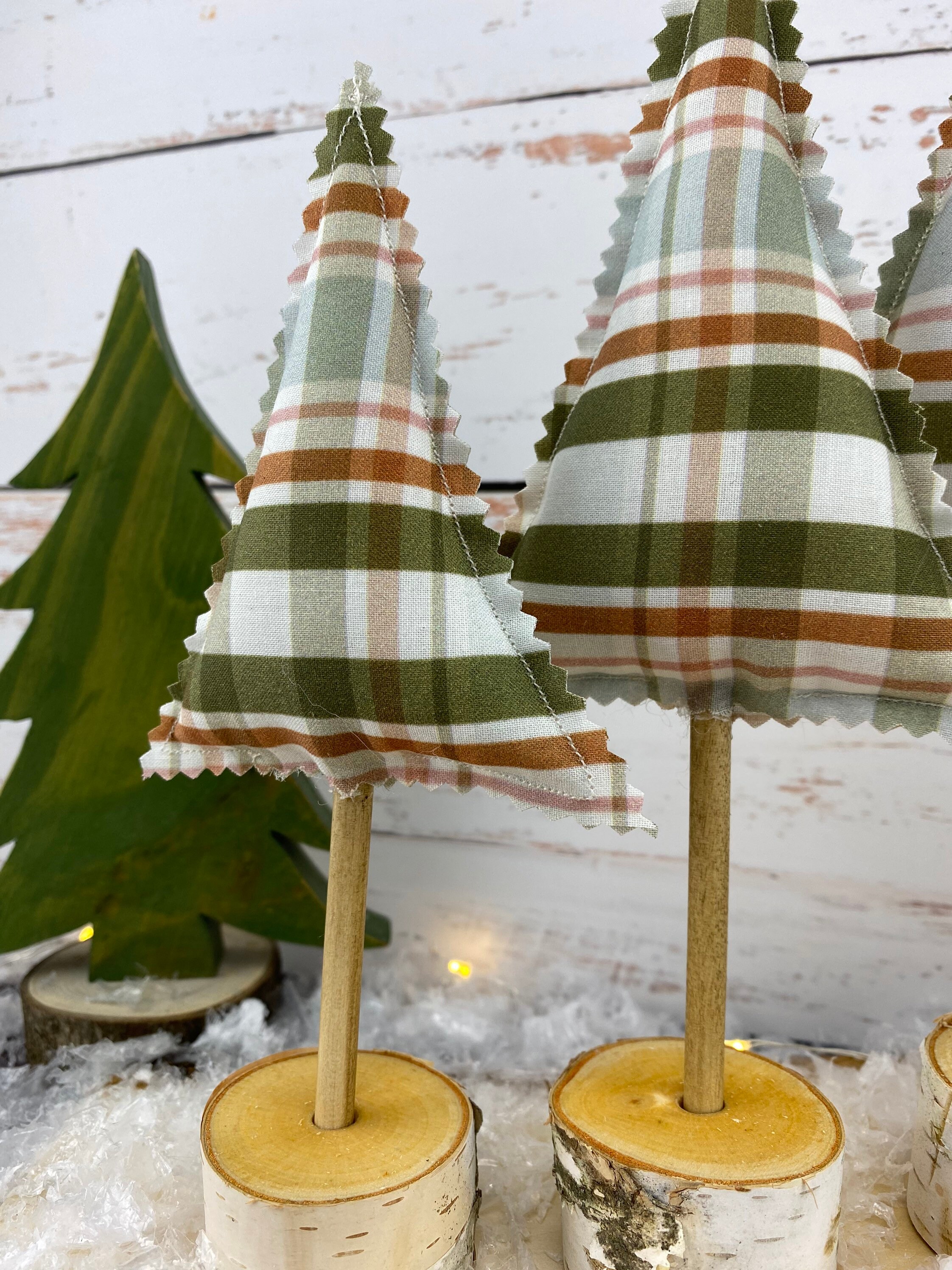 Fabric Trees Green Red Blue Plaid Rustic Trees Farmhouse | Etsy