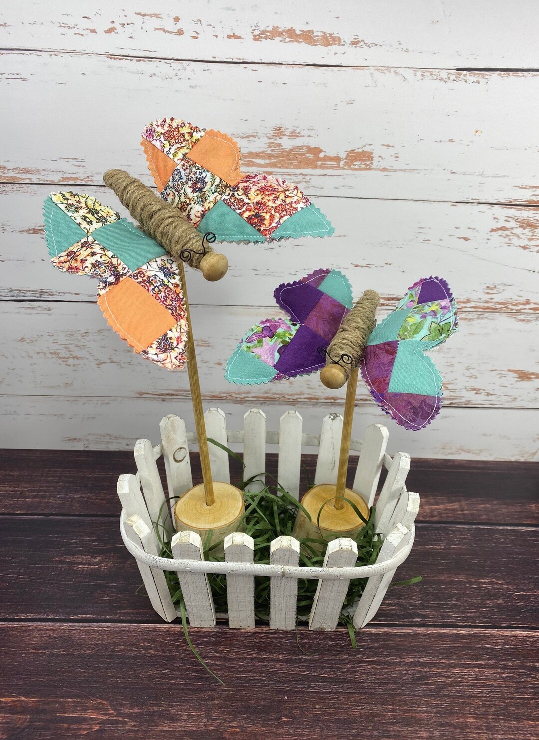 Rustic Butterfly Home Decor Handmade Farmhouse Style Patch Work Summer ...