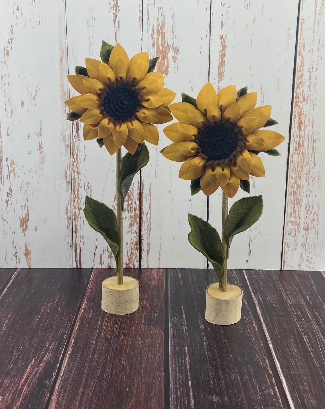 Rustic Farmhouse Sunflowers /Set Of 2 / Yellow Fabric Flowers | Etsy
