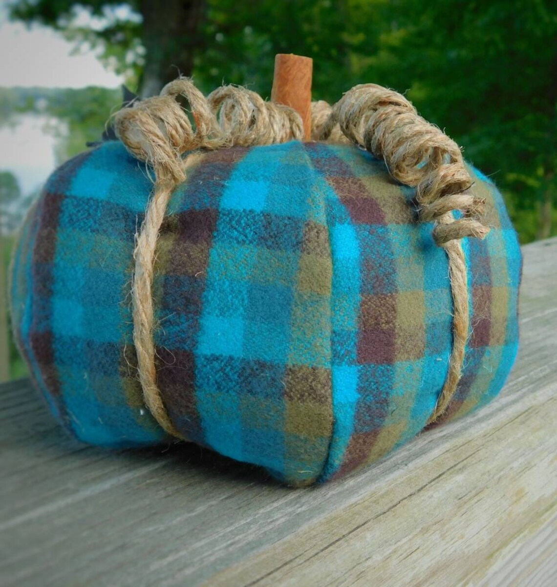 Flannel Fabric Pumpkin, Blue Brown Plaid Striped, Soft Stuffed Home ...