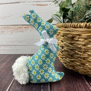 Blue White Daisy Fabric Bunny, Stuffed Easter Rabbit, Tiered Tray Decor ...