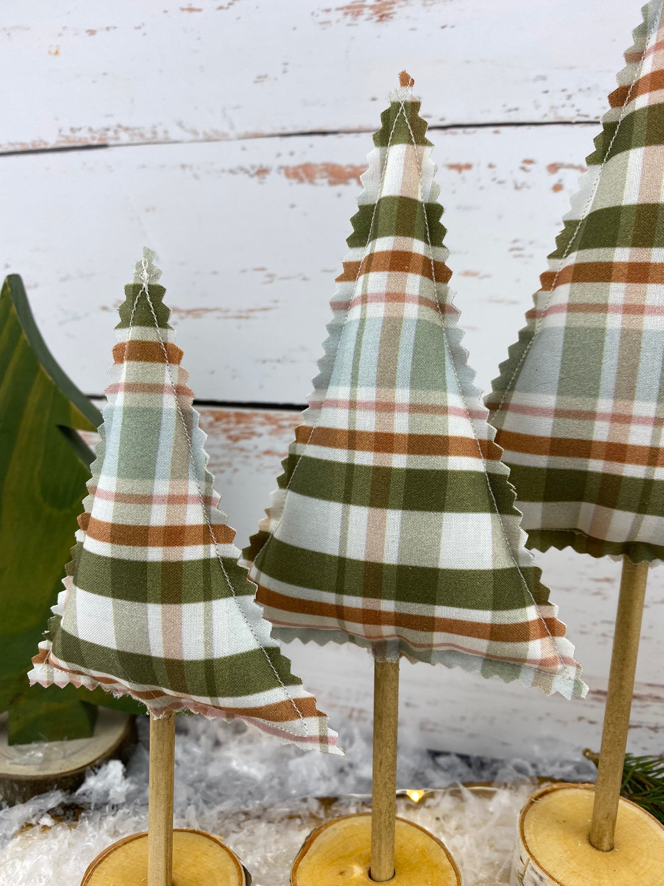 Fabric Trees Green Red Blue Plaid Rustic Trees Farmhouse | Etsy