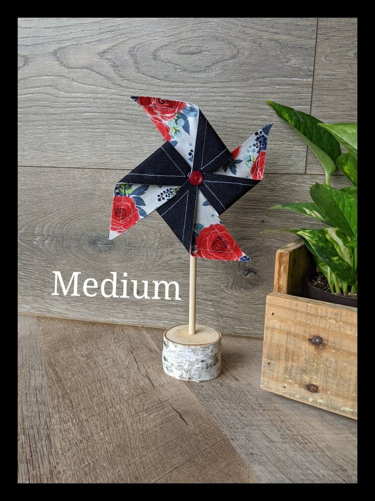 Fabric Pinwheel / Red White Blue Windmill / Tiered Tray Decor | Etsy
