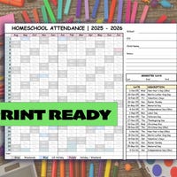 Rainbow Attendance Sheet: Homeschool Classroom Record (digital Download ...