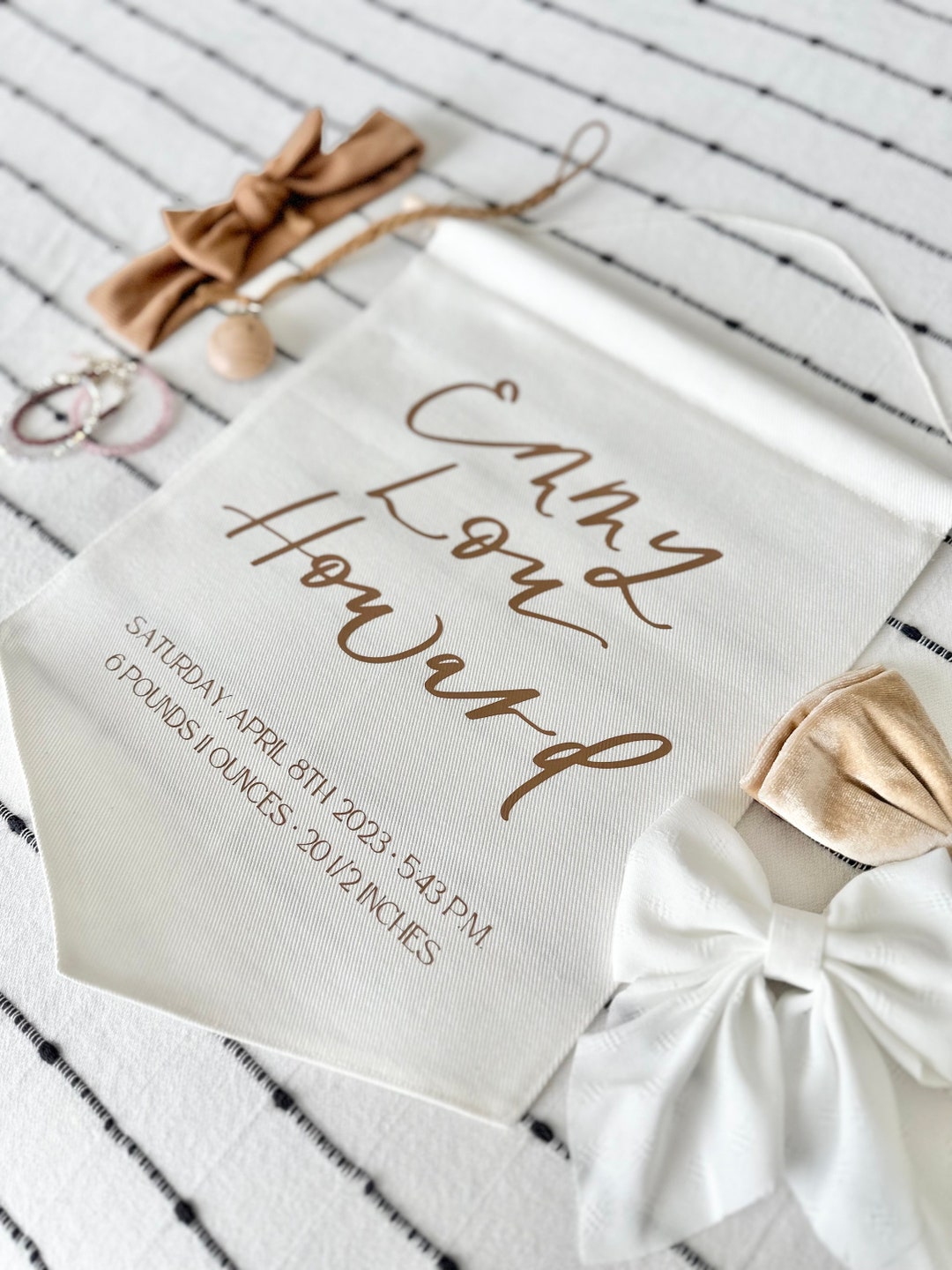 Custom Birth Announcement Wall Hanging, Wall Hanging, Fabric Banner ...