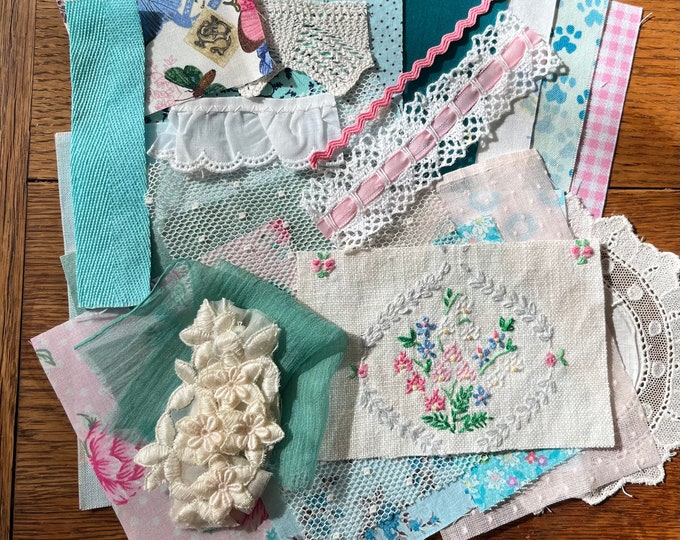 Slow Stitch Kit Fabric Snippet Roll The Pastel Garden Hand Sewing Junk