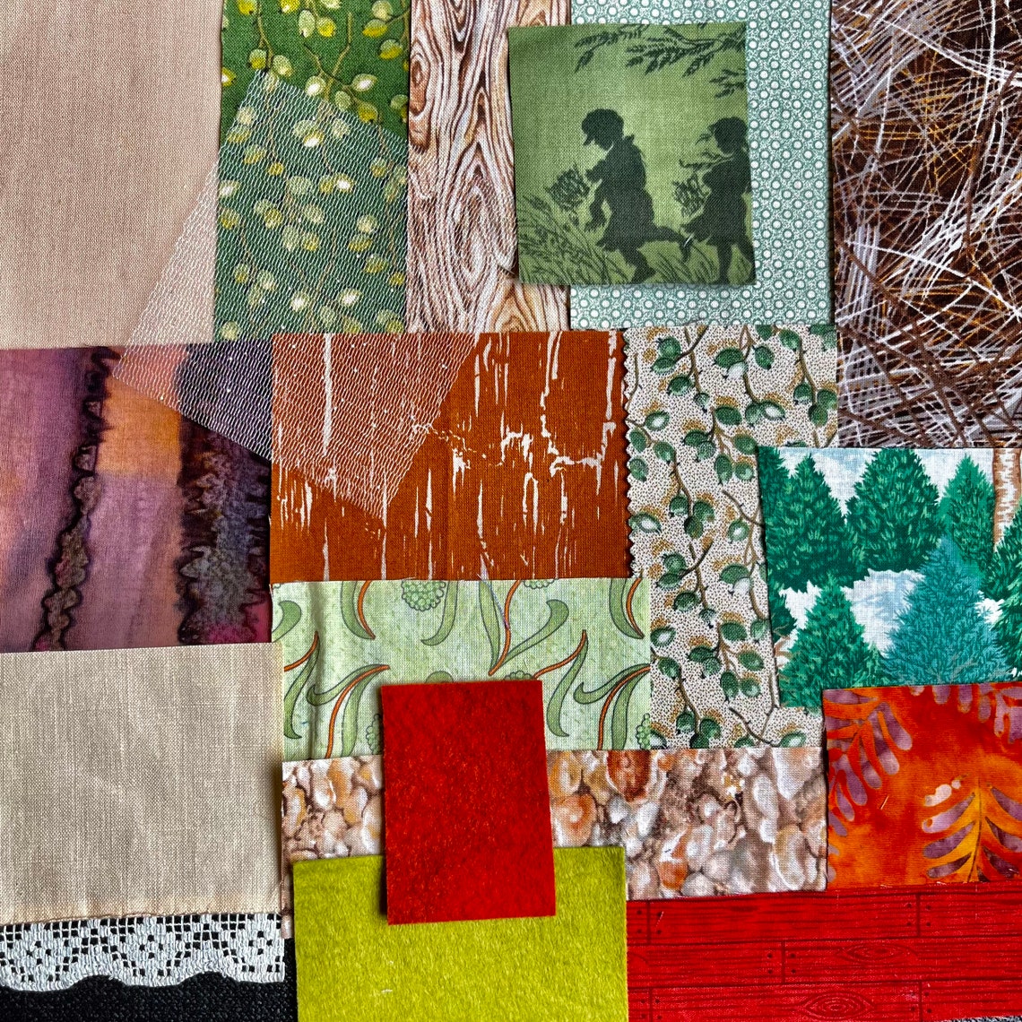 Slow Stitch Kit Fabric Art Collage Fairy House Stitching Craft Junk ...