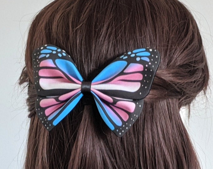Trans Pride Monarch Butterfly Hairbow - Pretied Bowtie - Fabric Insect ...