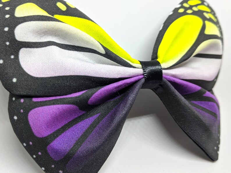 Nonbinary Pride Monarch Butterfly Hairbow Pretied Bowtie | Etsy