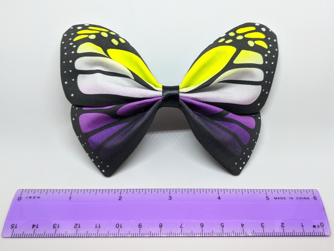 Nonbinary Pride Monarch Butterfly Hairbow Pretied Bowtie | Etsy