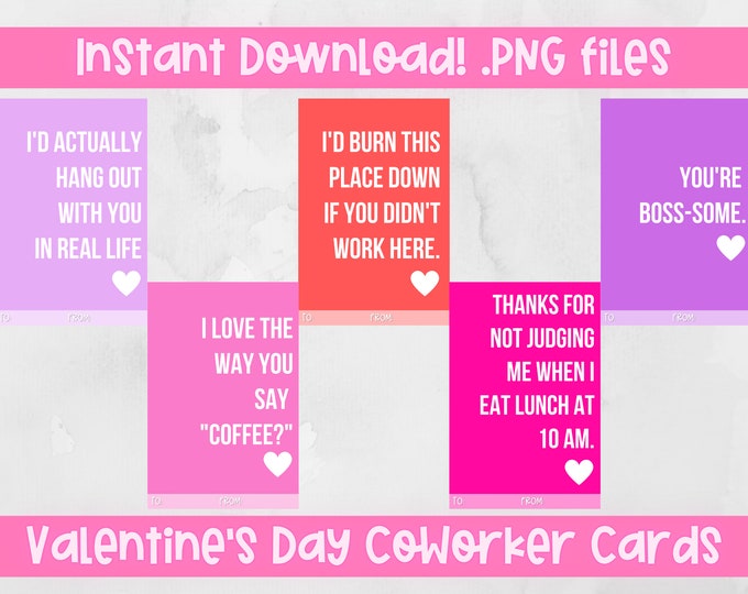Valentines Day Cards for Coworkers Holiday Gift Tags Printable Gift ...